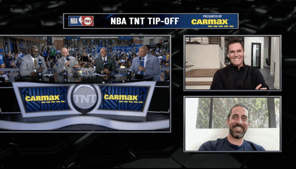 Tom Brady And Aaron Rodgers Join TNT Crew In Hilarious Pre-Game Moment ...